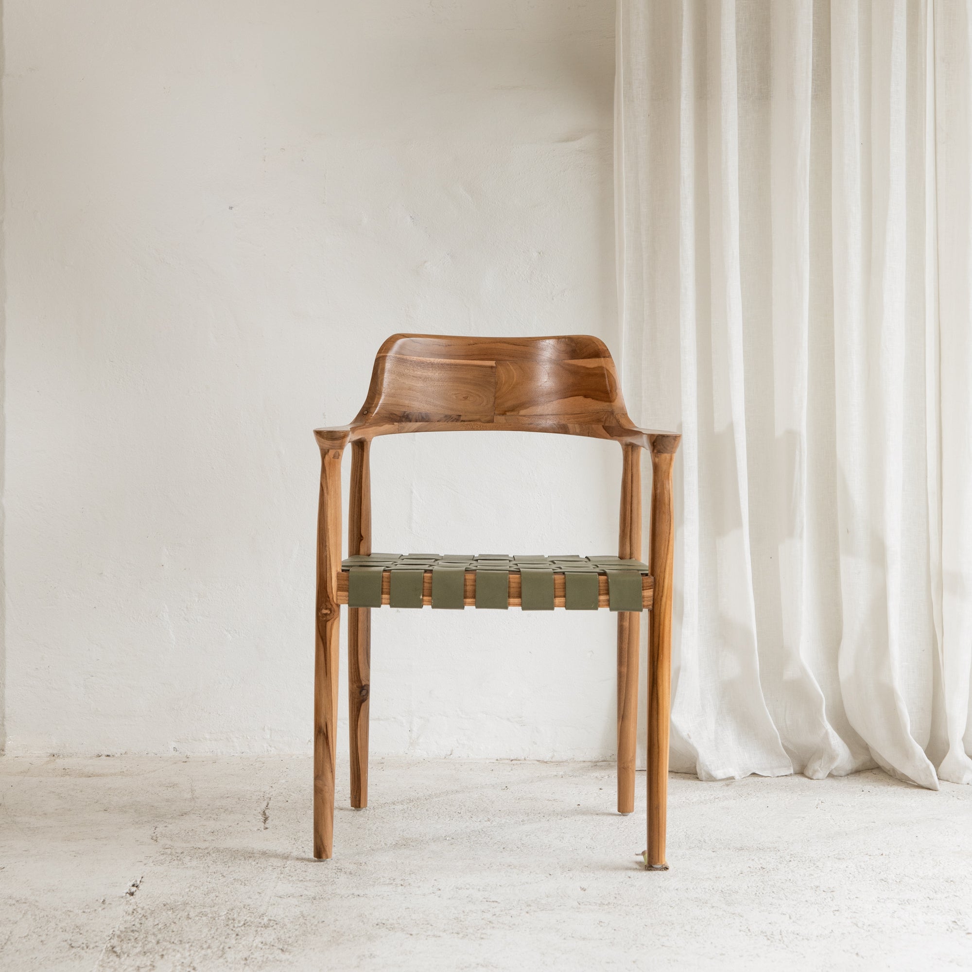Vivica Dining Chair - Olive Leather – Inartisan.